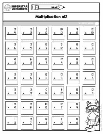 Multiplication Drills - Superstar Worksheets