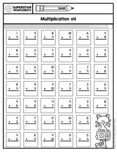 Multiplication Drills - Superstar Worksheets