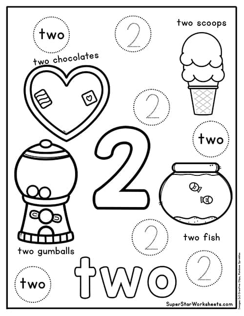 Number 2 Worksheets For Toddlers