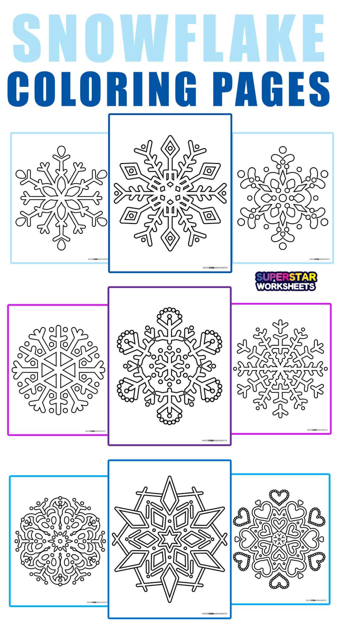 Snowflake Coloring Pages (Free Printables) - Superstar Worksheets