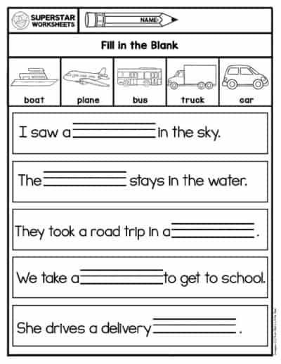 Kindergarten Word Bank Writing Worksheets - Superstar Worksheets