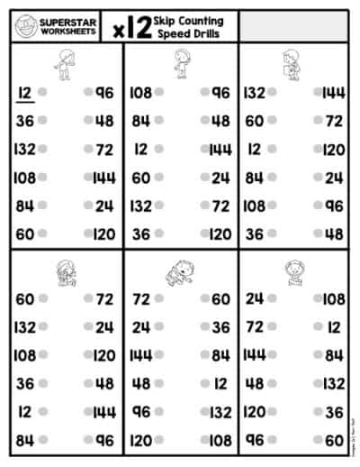 Skip Counting Speed Drills - Superstar Worksheets