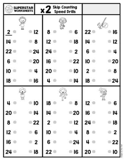 Skip Counting Speed Drills - Superstar Worksheets