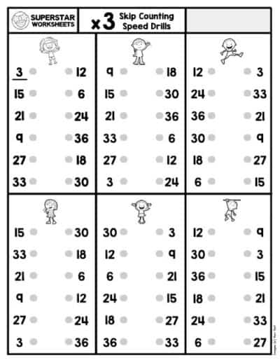 Skip Counting Speed Drills - Superstar Worksheets