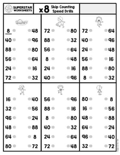 Skip Counting Speed Drills - Superstar Worksheets