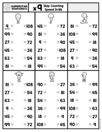 Skip Counting Speed Drills - Superstar Worksheets