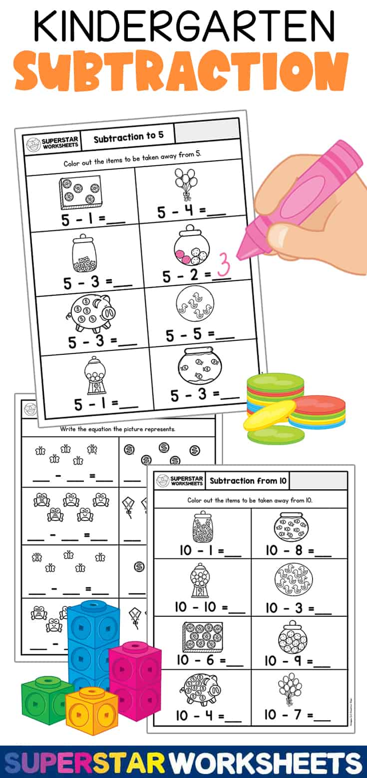 Subtraction Worksheets for Kindergarten - Superstar Worksheets