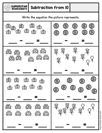 Subtraction Worksheets for Kindergarten - Superstar Worksheets