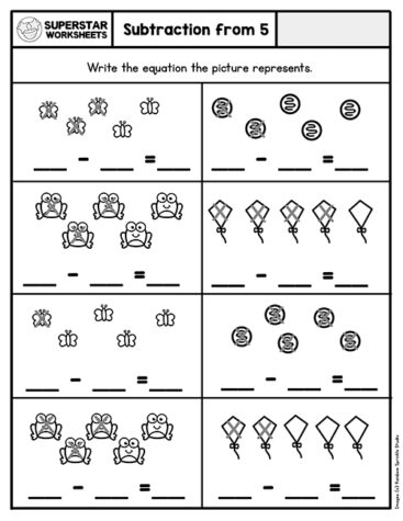 Subtraction Worksheets for Kindergarten - Superstar Worksheets