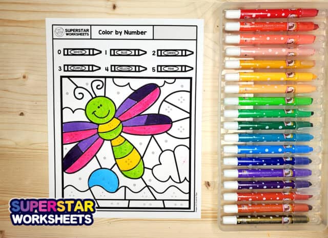 Color by Number Worksheets for Kindergarten - Superstar Worksheets