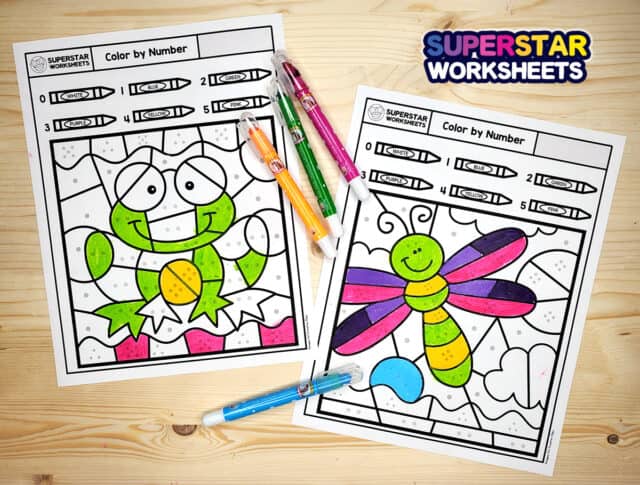 Color by Number Worksheets for Kindergarten - Superstar Worksheets
