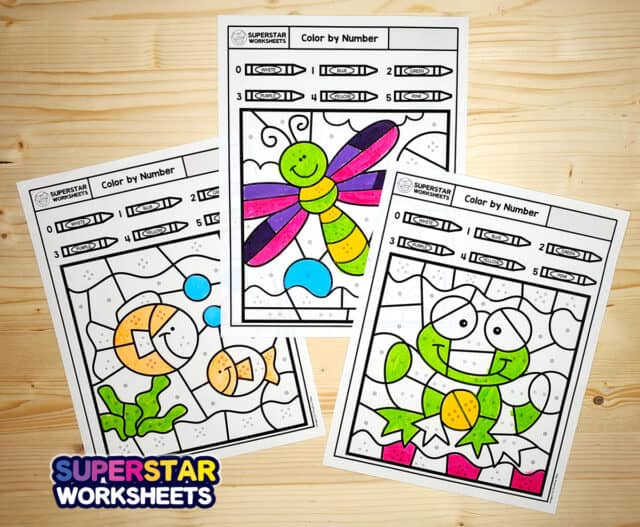 Color by Number Worksheets for Kindergarten - Superstar Worksheets