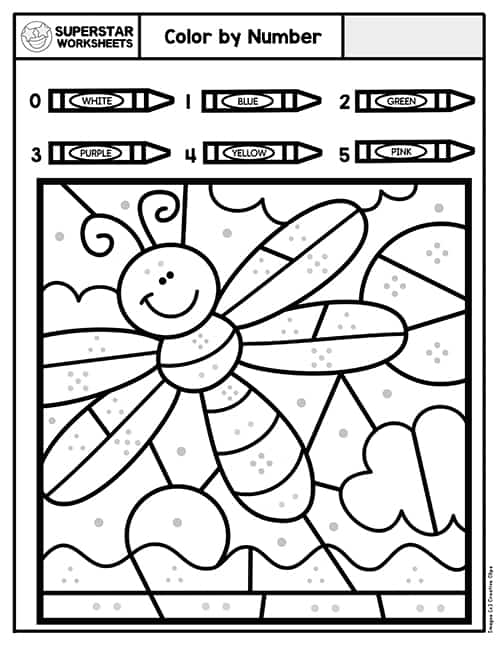 Kindergarten Color By Number Worksheet Printable Kindergarten Worksheets