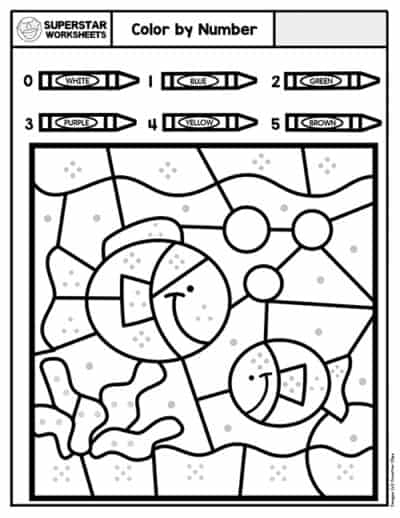 Color by Number Worksheets for Kindergarten - Superstar Worksheets