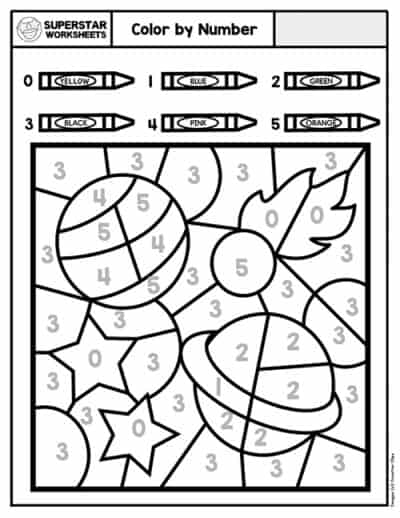 Color by Number Worksheets for Kindergarten - Superstar Worksheets