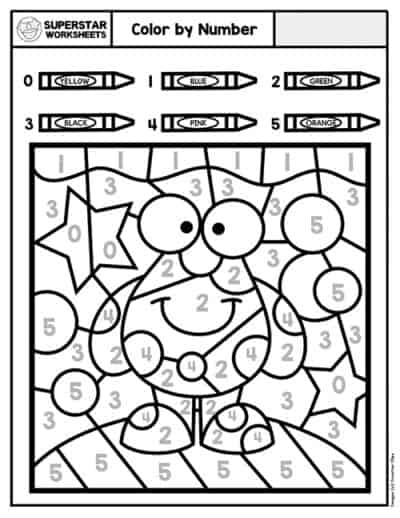 Color by Number Worksheets for Kindergarten - Superstar Worksheets