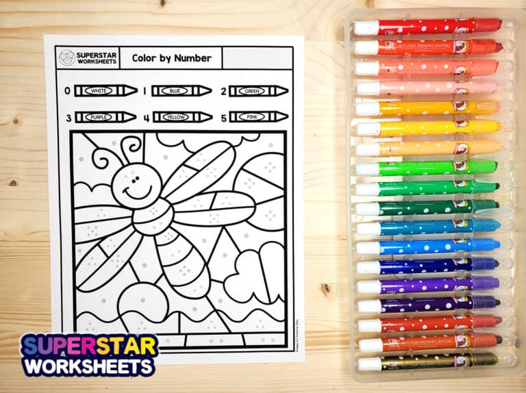 Color by Number Worksheets for Kindergarten - Superstar Worksheets