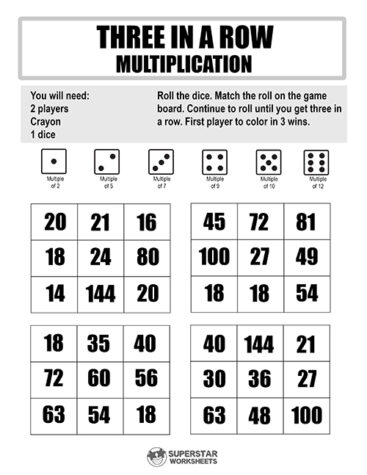 Multiplication Games - Superstar Worksheets