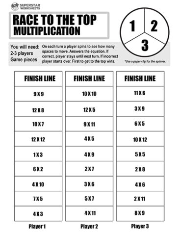 Multiplication Games - Superstar Worksheets