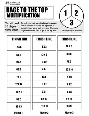 Multiplication Games - Superstar Worksheets
