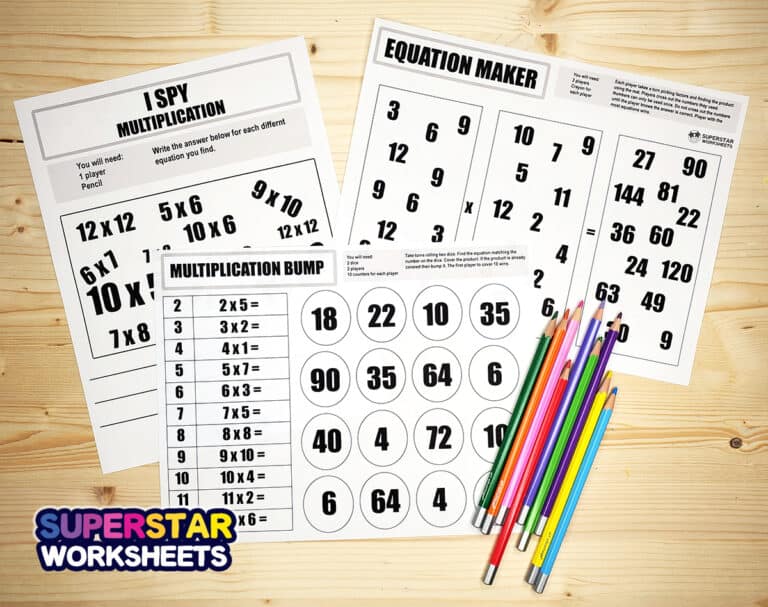 Multiplication Games - Superstar Worksheets