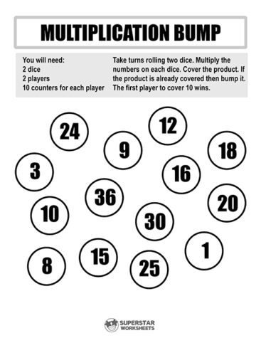 Multiplication Games - Superstar Worksheets