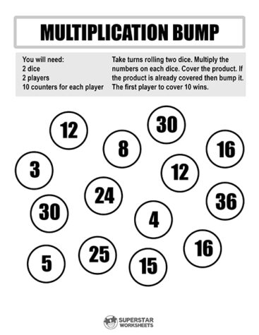 Multiplication Games - Superstar Worksheets