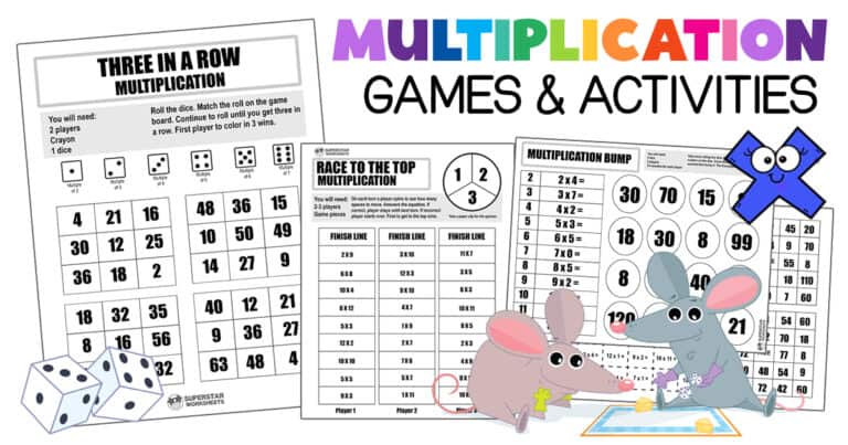 Multiplication Games - Superstar Worksheets