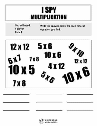 Multiplication Games - Superstar Worksheets