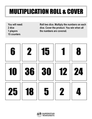 Multiplication Games - Superstar Worksheets