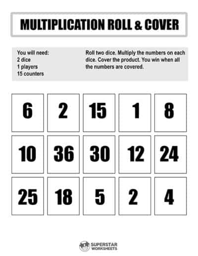 Multiplication Games - Superstar Worksheets