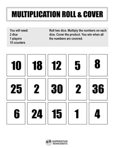 Multiplication Games - Superstar Worksheets
