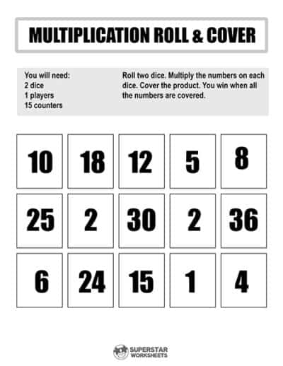 Multiplication Games - Superstar Worksheets