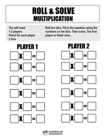 Multiplication Games - Superstar Worksheets