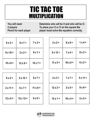 Multiplication Games - Superstar Worksheets