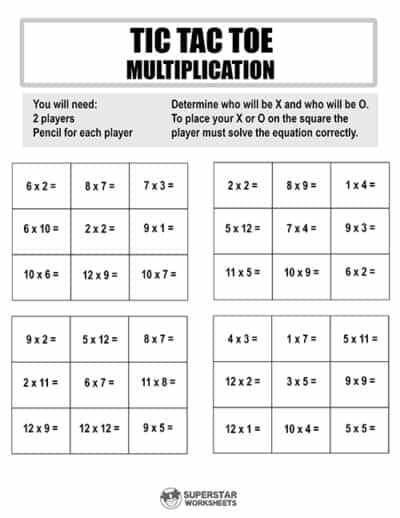 Multiplication Games - Superstar Worksheets
