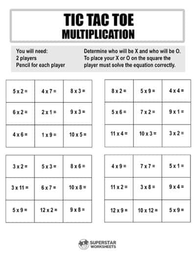 Multiplication Games - Superstar Worksheets