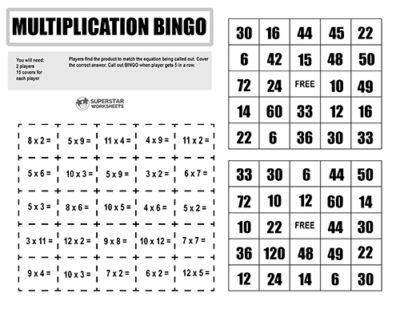Multiplication Games - Superstar Worksheets