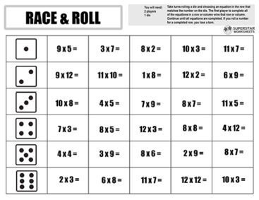Multiplication Games - Superstar Worksheets