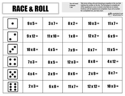 Multiplication Games - Superstar Worksheets