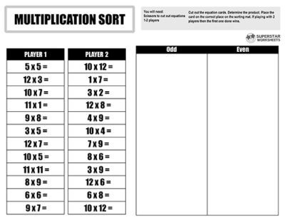 Multiplication Games - Superstar Worksheets