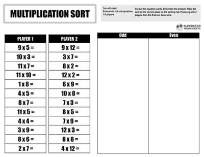 Multiplication Games - Superstar Worksheets