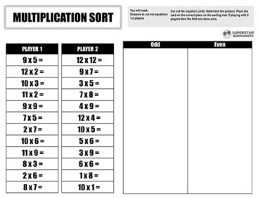 Multiplication Games - Superstar Worksheets