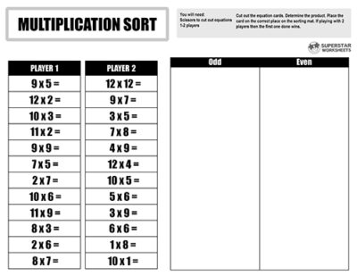 Multiplication Games - Superstar Worksheets
