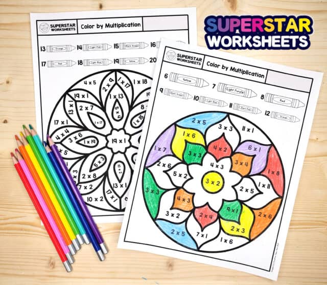 Multiplication Color By Number - Superstar Worksheets