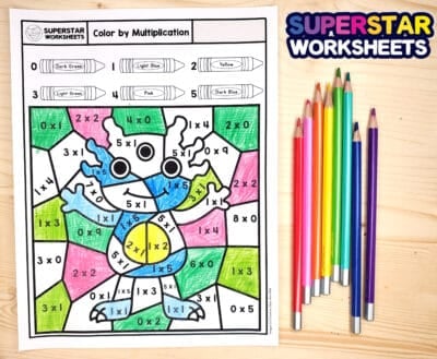 Multiplication Color By Number - Superstar Worksheets