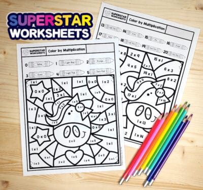 Multiplication Color By Number - Superstar Worksheets