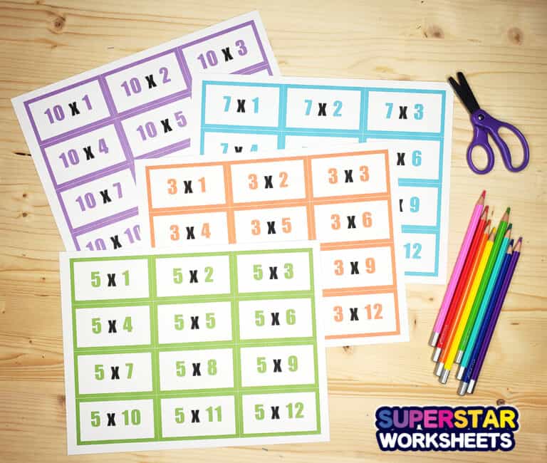 Multiplication Flashcards - Superstar Worksheets
