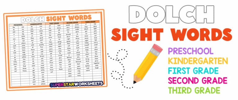 Dolch Sight Words - Superstar Worksheets