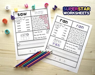 Kindergarten Sight Word Worksheets - Superstar Worksheets